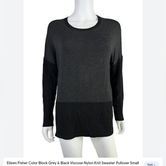 Eileen Fisher | Sweaters | Eileen Fisher Womans Color Block Grey Black ...